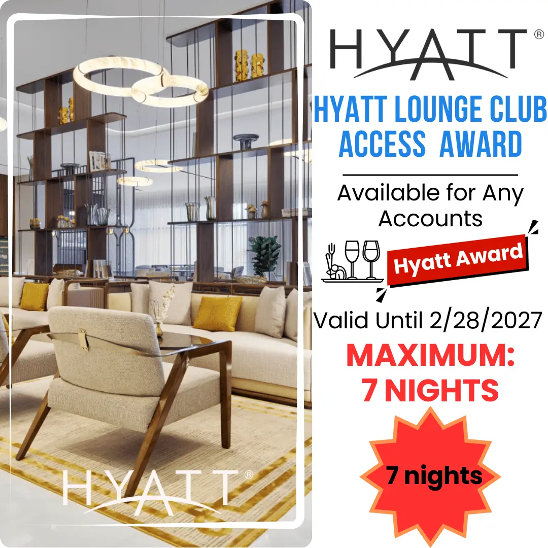 Hyatt Lounge Club Access up to 7 Nights Valid Until 02/28/2027 - Vip ...